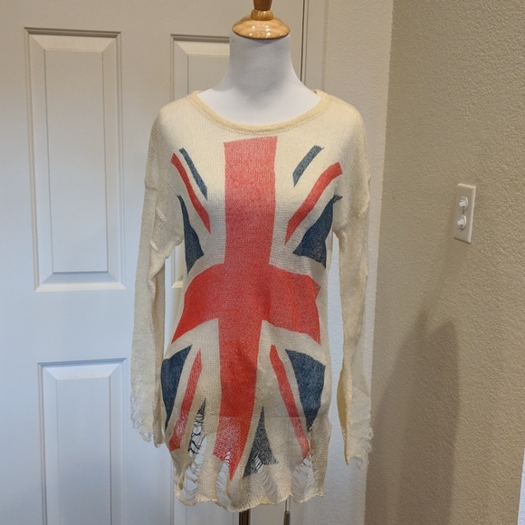 No Brand | Sweaters | Distressed Pullover Union Jack Top | Poshmark
